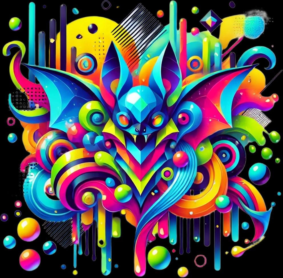 Neon Bat Graphic for Halloween - Etsy