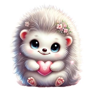 Valentines Clipart, Cute Baby Hedgehog PNG, Romantic Digital Art ...