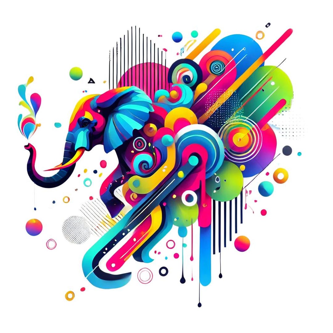Neon Rainbow Elephant Clipart | Colorful Elephant Illustration ...