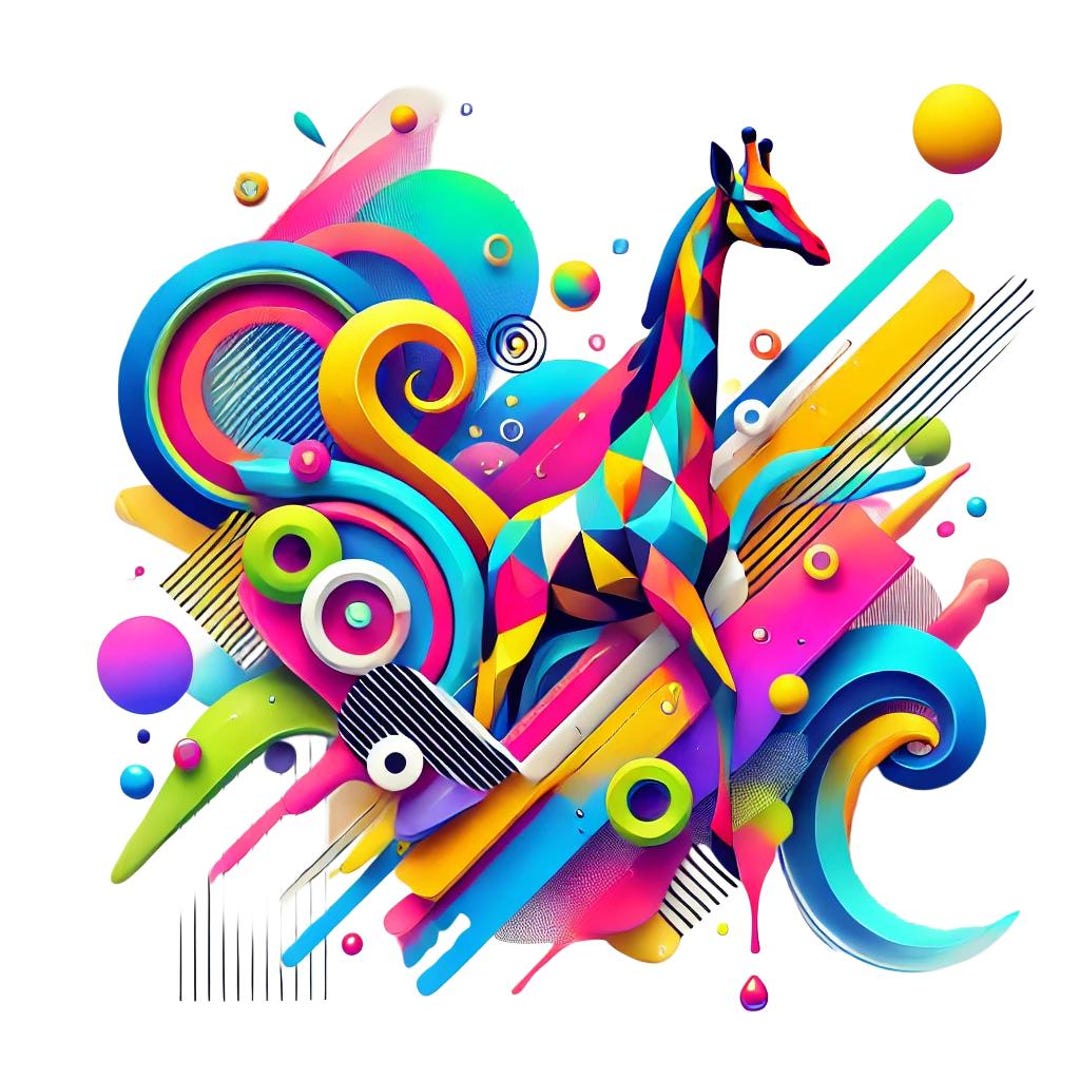 Rainbow Giraffe Clipart | Vibrant Giraffe Digital Art | Colorful Bubbly ...