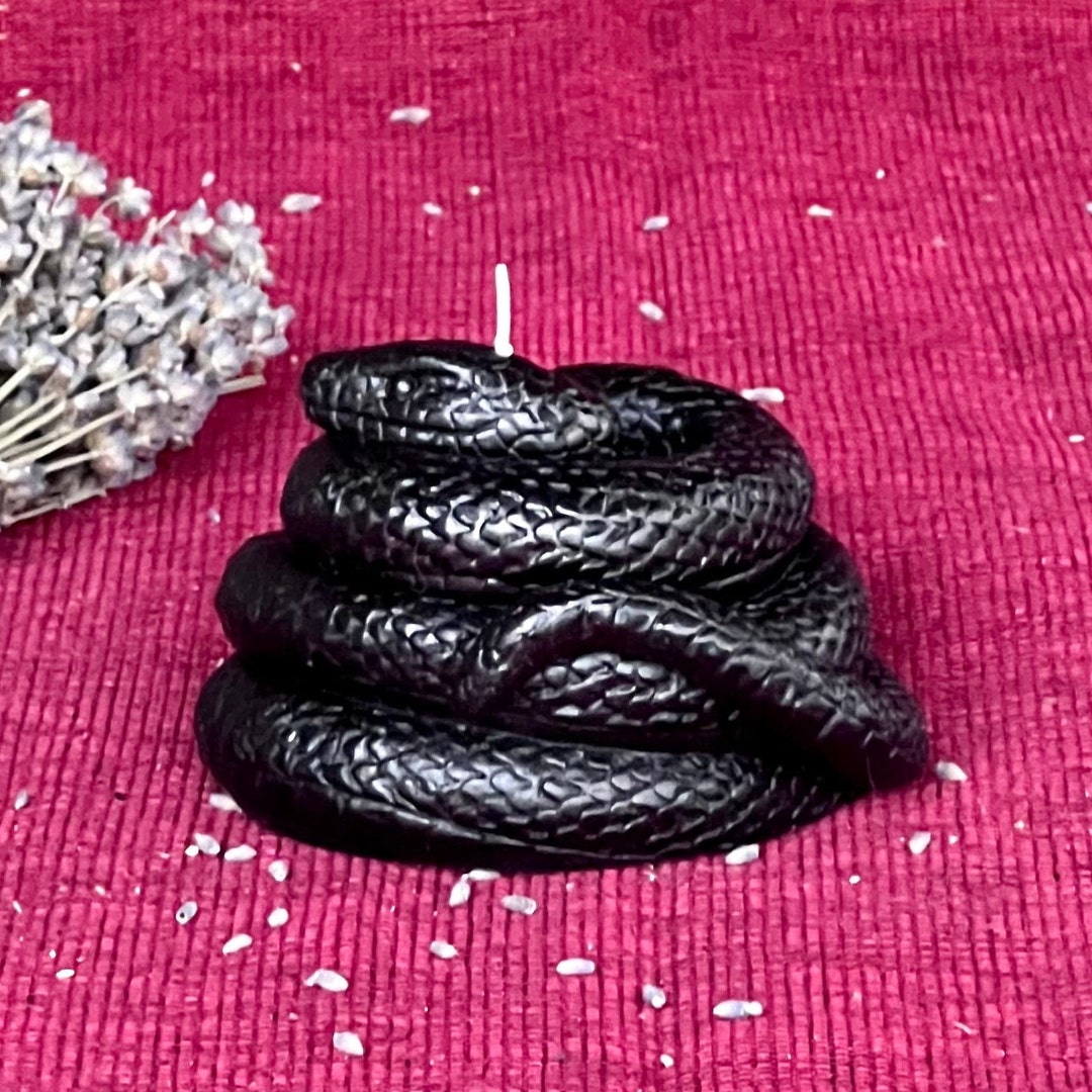 Enchanted Black Coiled Snake Candle; Loki Candle; Snake Wrapped Candle ...
