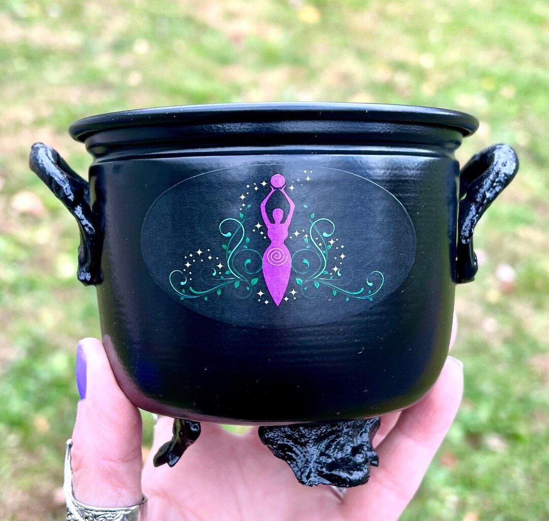 4.5" Metal Spiral Goddess Cauldron; Witch's Pot; Incense Burner ...