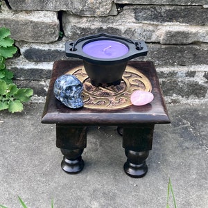 6 Wooden Tabletop Altar With Gold Celtic Pentacle Small Offering Table ...