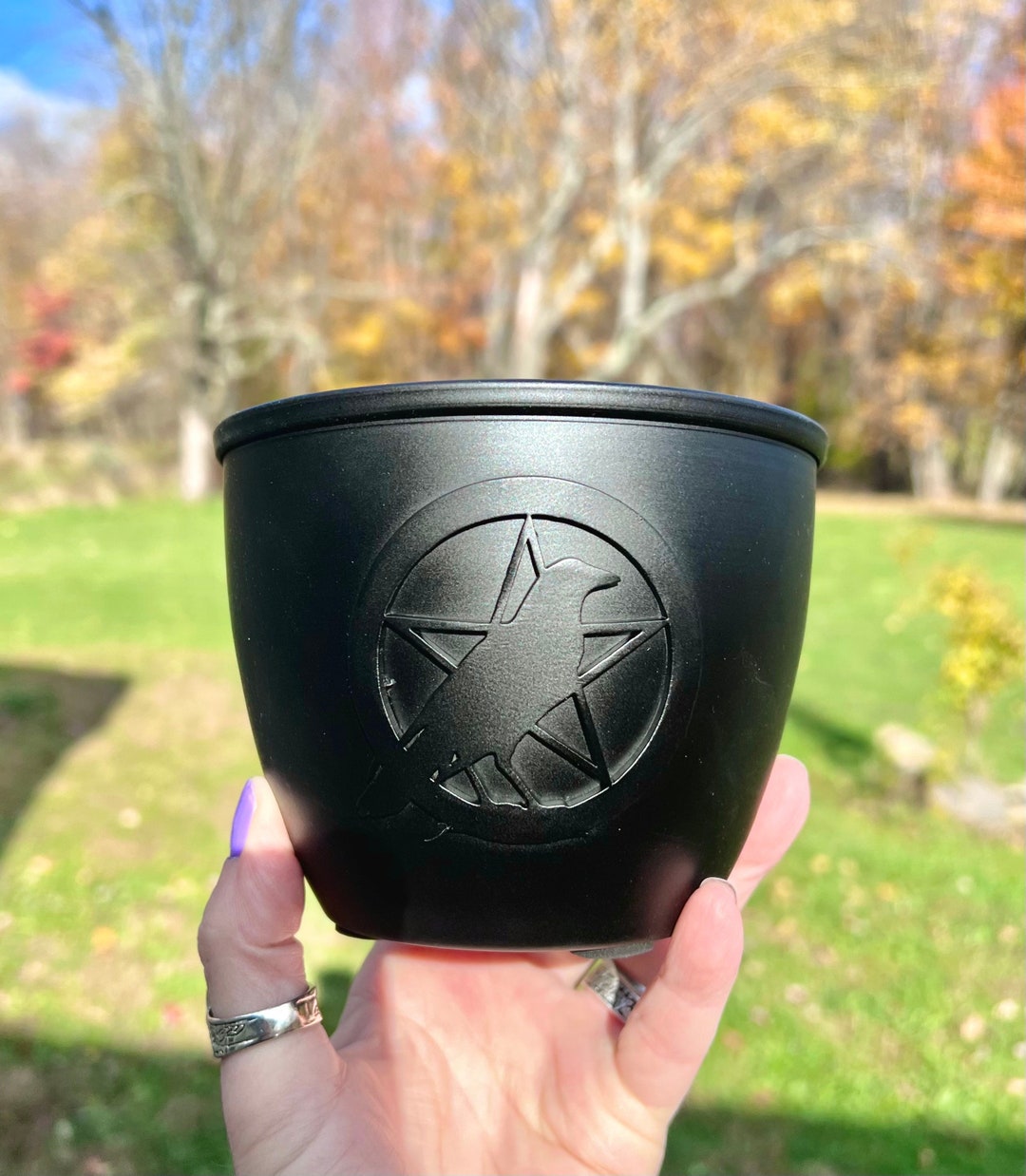 Large Raven With Pentacle Metal Smudge Pot; Palo Santo Burner; Smudge ...
