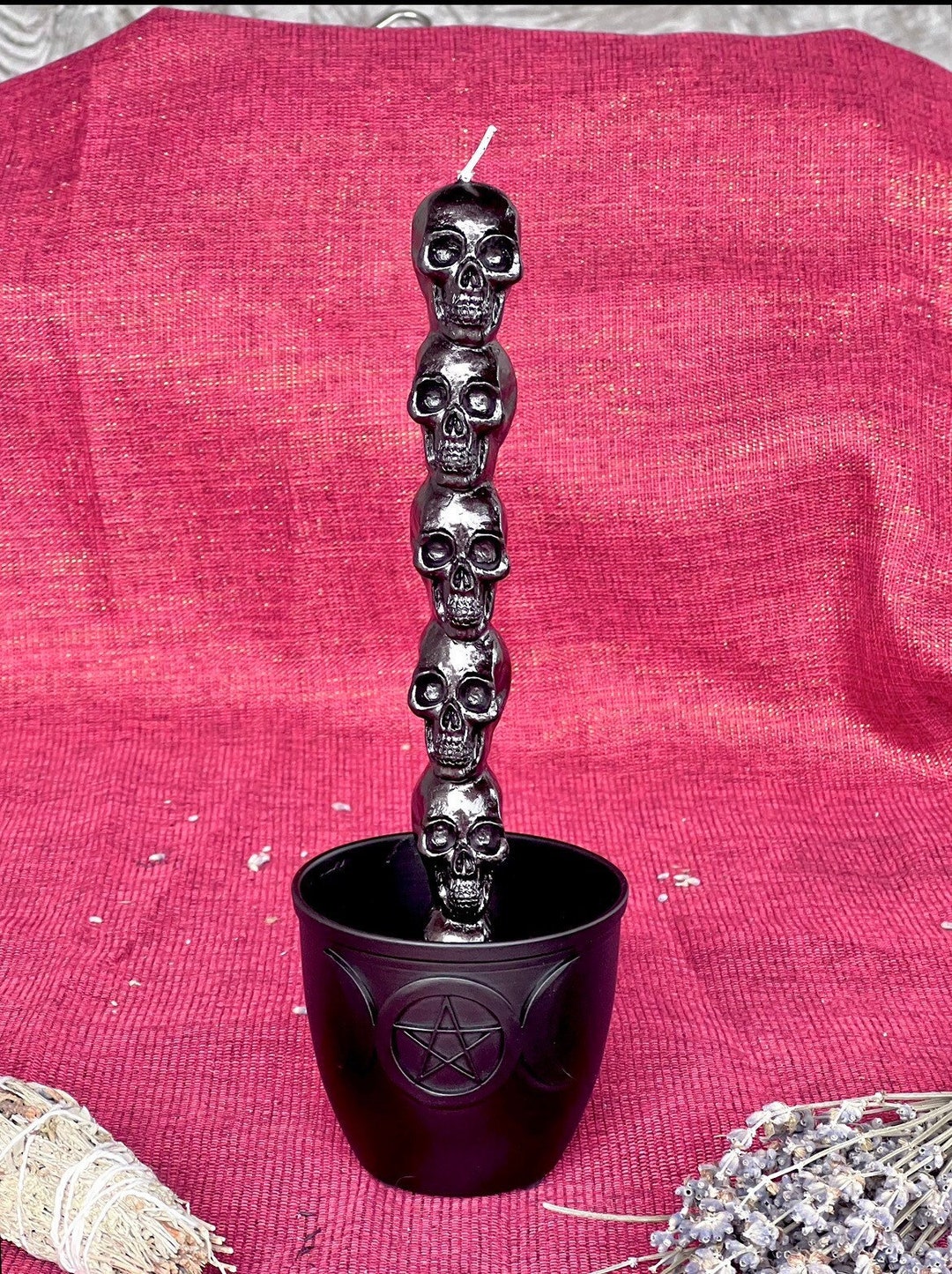 Enchanted Mini Skull Heads Taper Candle; Protection Candle; Magick ...