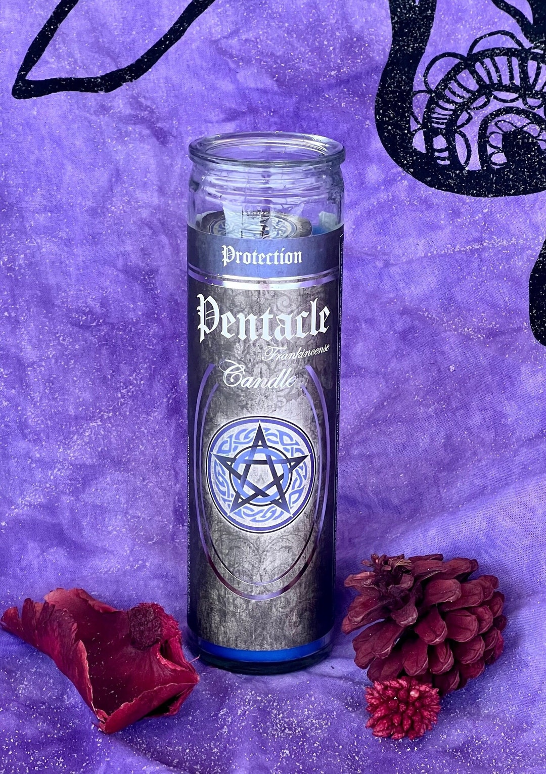 7 Day Enchanted Pentacle ‘protection’ Ritual Candle; Frankincense Glass ...