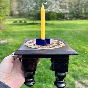 6 Wooden Tabletop Altar With Gold Celtic Pentacle Small Offering Table ...