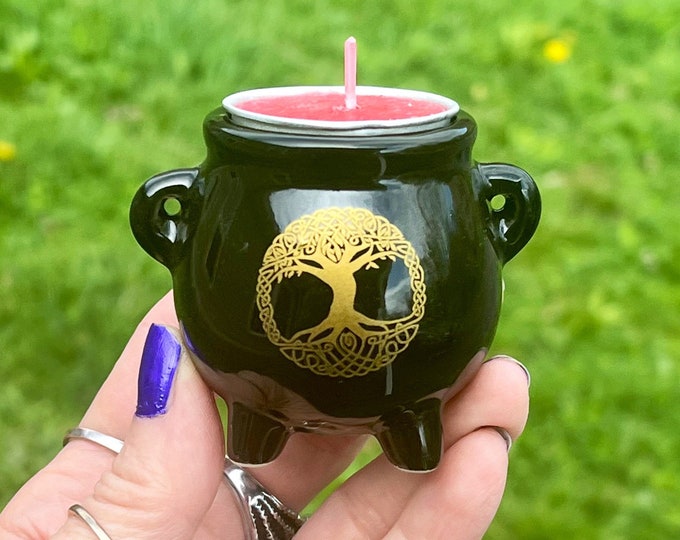 Celtic Tree of Life Mini Ceramic Cauldron; Candle Holder; Incense ...