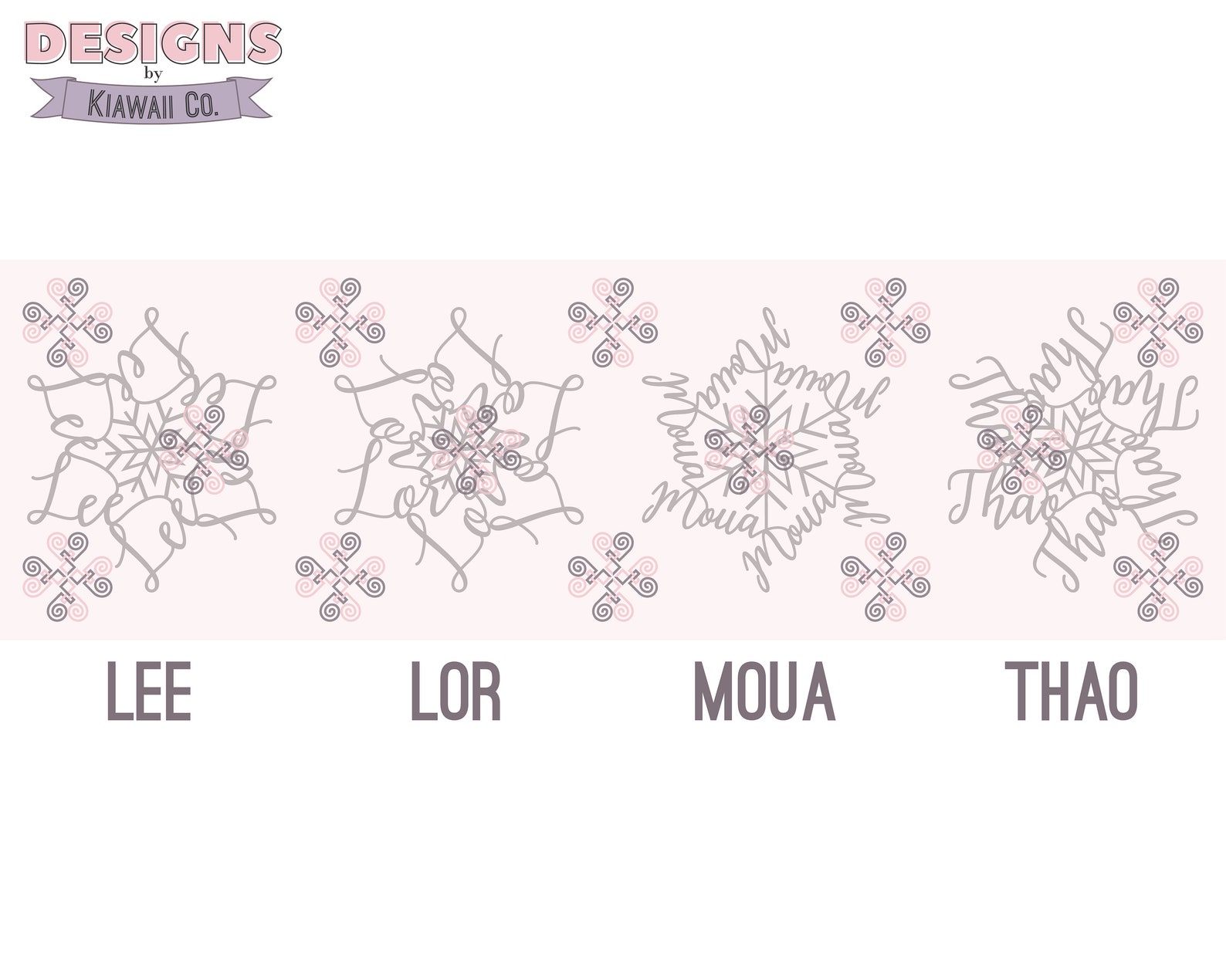 Hmong Design, 12 Hmong Last Names Snowflake Set, Hmong SVG, Snowflake ...