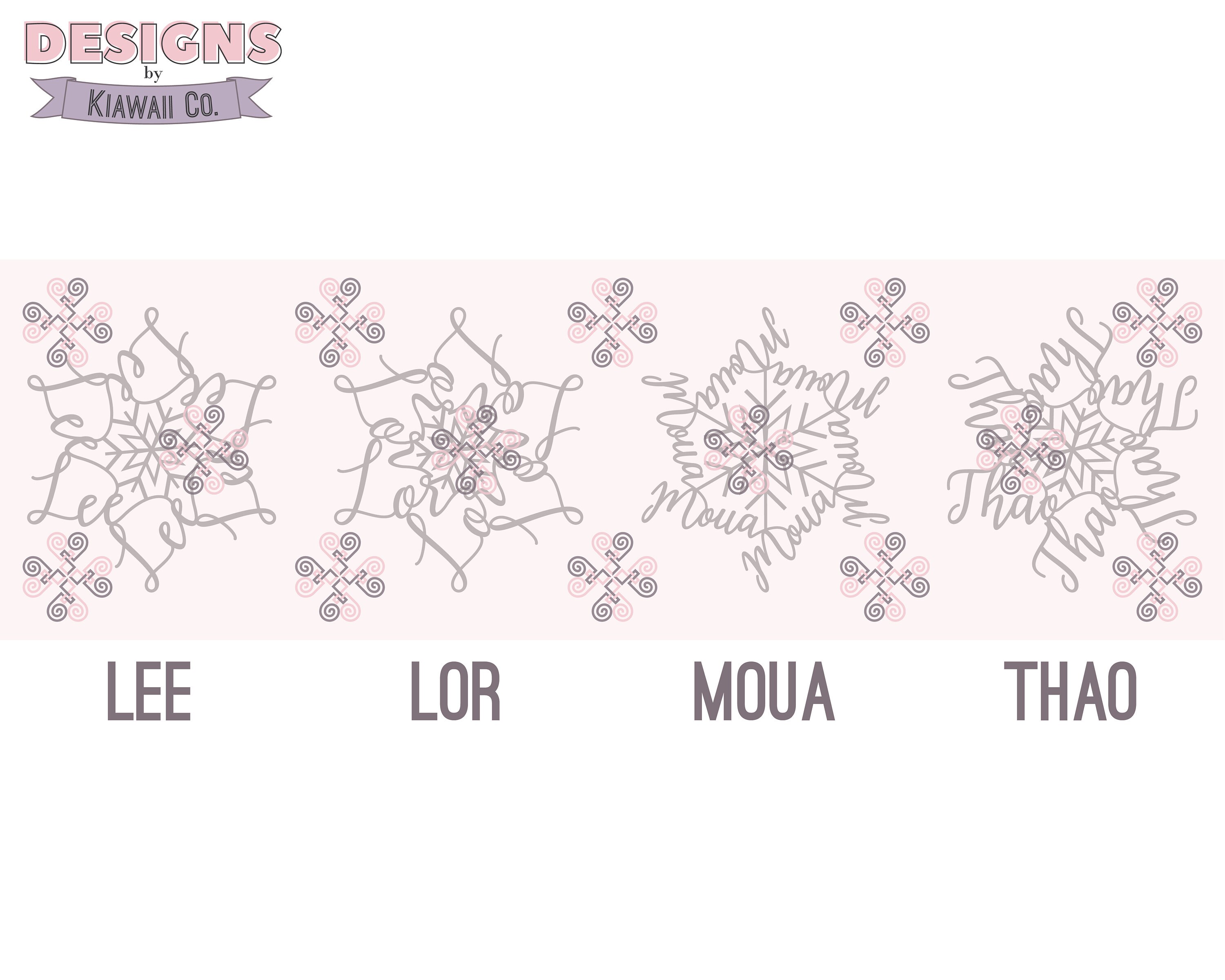 Hmong Design, 12 Hmong Last Names - Snowflake Set, Hmong SVG, Snowflake ...