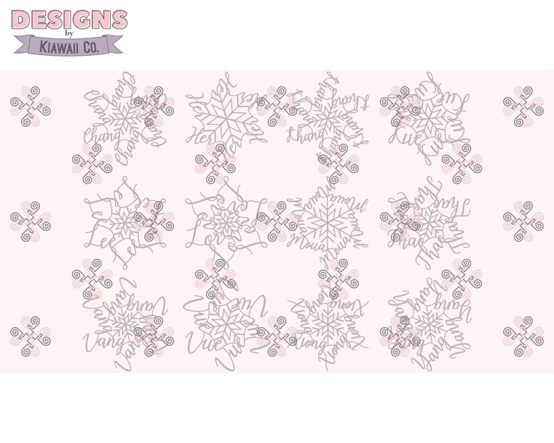 Hmong Design, 12 Hmong Last Names - Snowflake Set, Hmong SVG, Snowflake ...