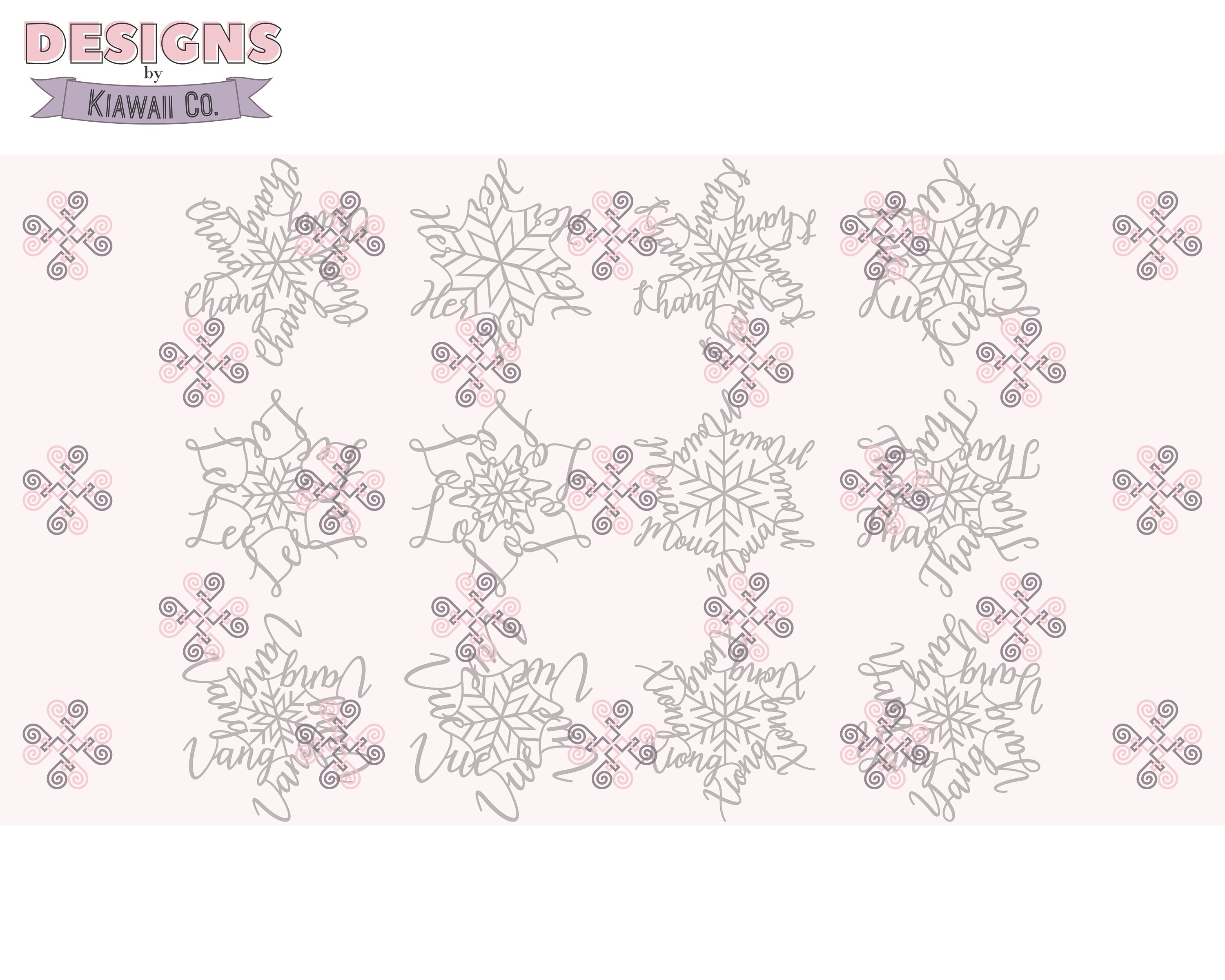 Hmong Design, 12 Hmong Last Names Snowflake Set, Hmong SVG, Snowflake ...