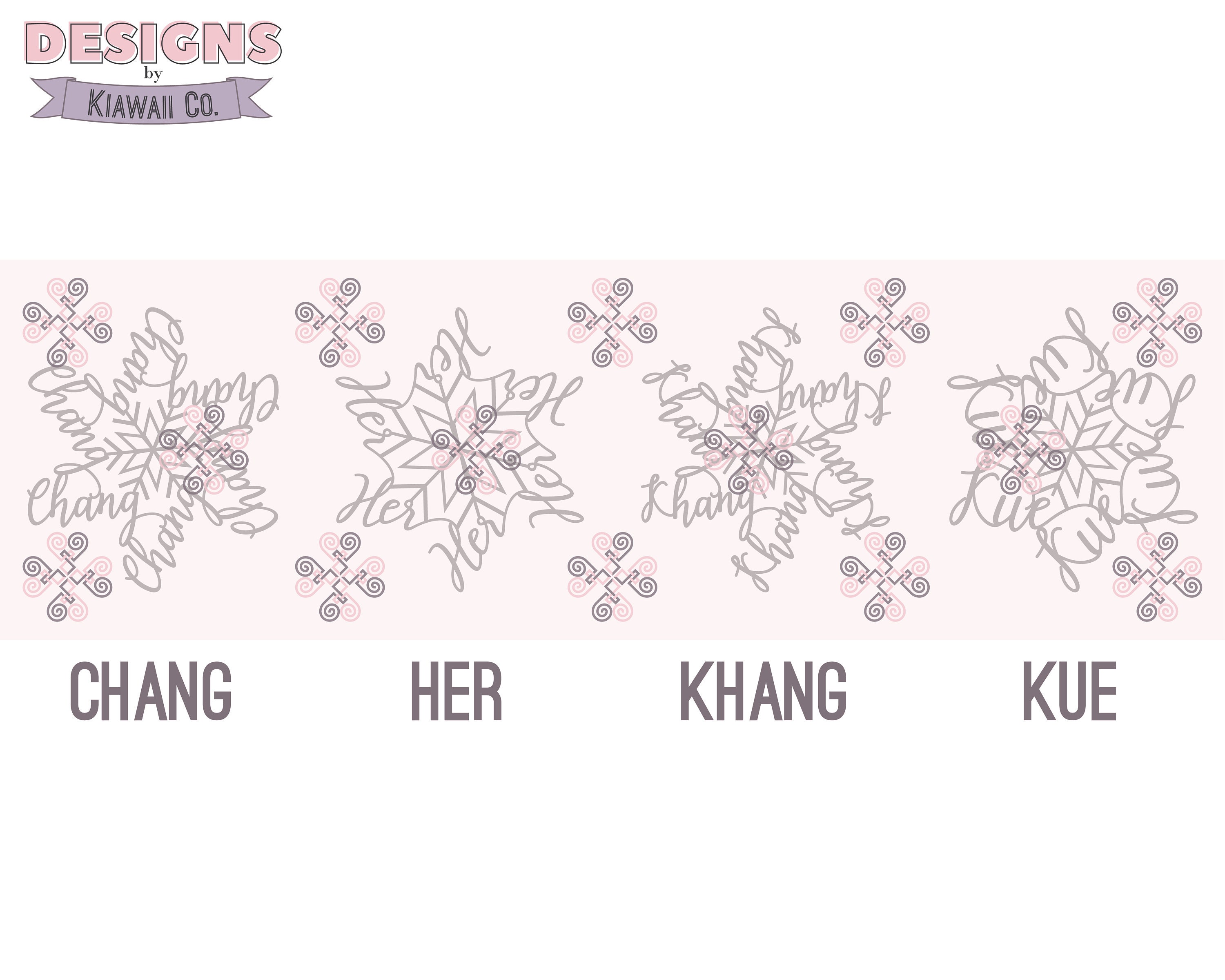 Hmong Design, 12 Hmong Last Names - Snowflake Set, Hmong SVG, Snowflake ...