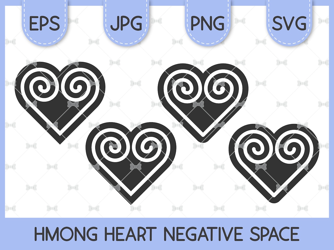 Hmong Heart Negative Space Outline - Personal and COMMERCIAL Use - Etsy