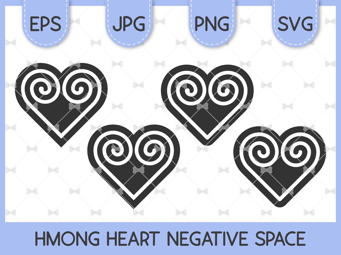 Hmong Heart Negative Space Outline Personal and COMMERCIAL Use - Etsy