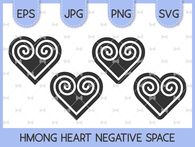 Hmong Heart Negative Space Outline - Personal and COMMERCIAL Use - Etsy