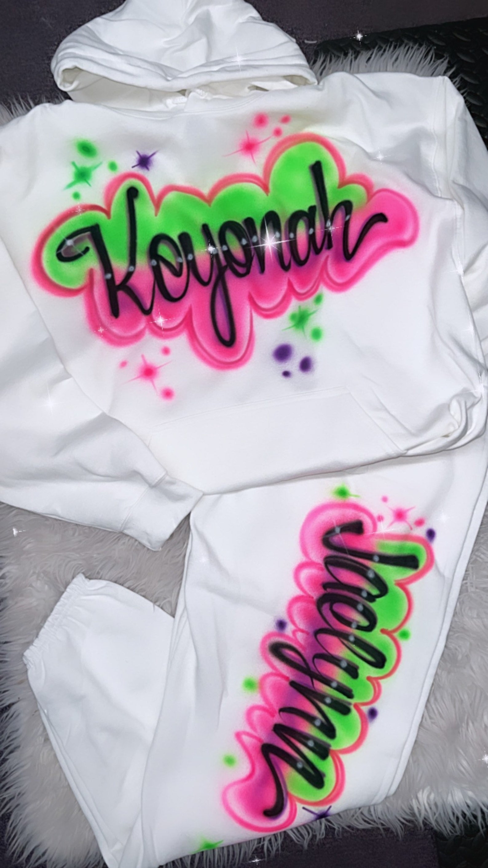 Custom Airbrush Name 2 Piece Set Hoodie Sweatpants Personalized ...