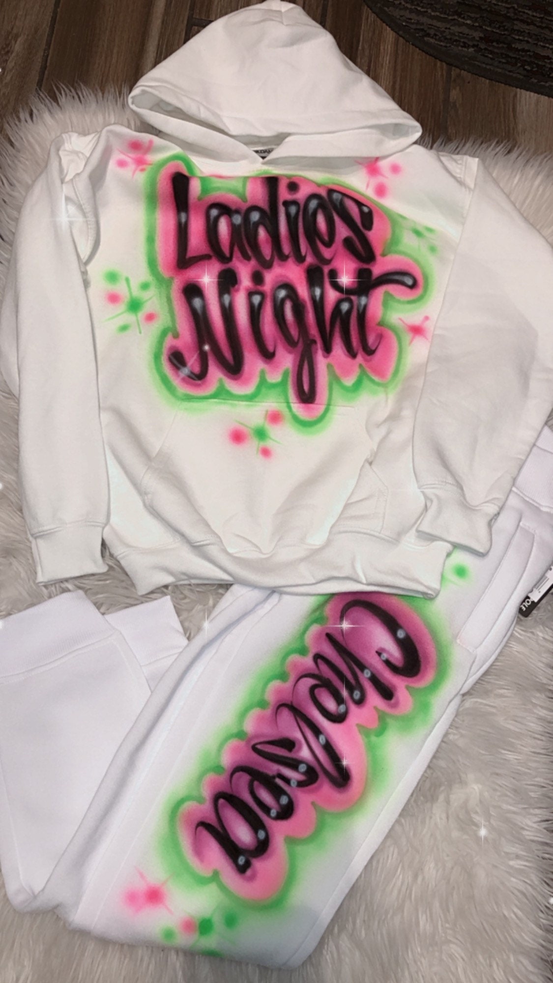 Custom Airbrush Name 2 Piece Set Hoodie Sweatpants | Etsy