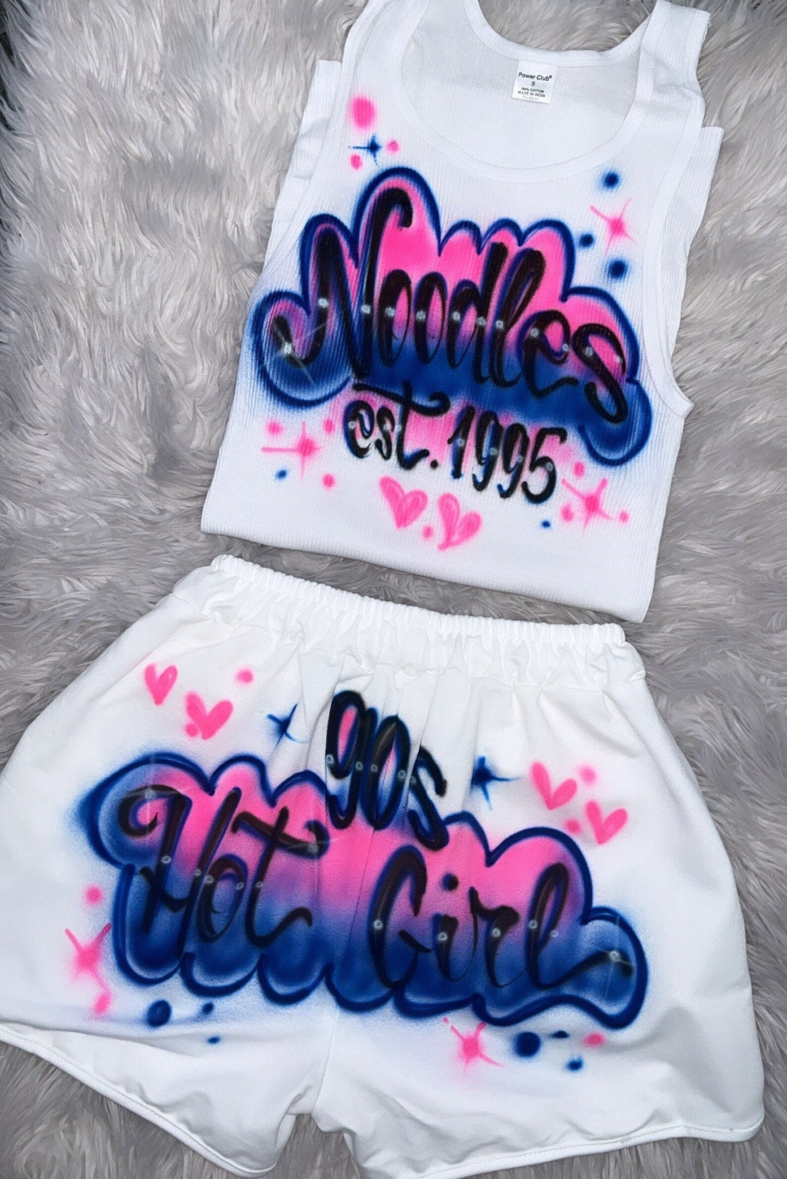 Custom Personalized Airbrush Name Shorts White Beater Set /freaknik ...