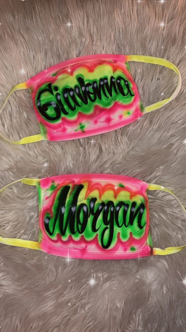 Airbrush Custom Face Mask Personalized Name Mask Tie Dye Cute - Etsy