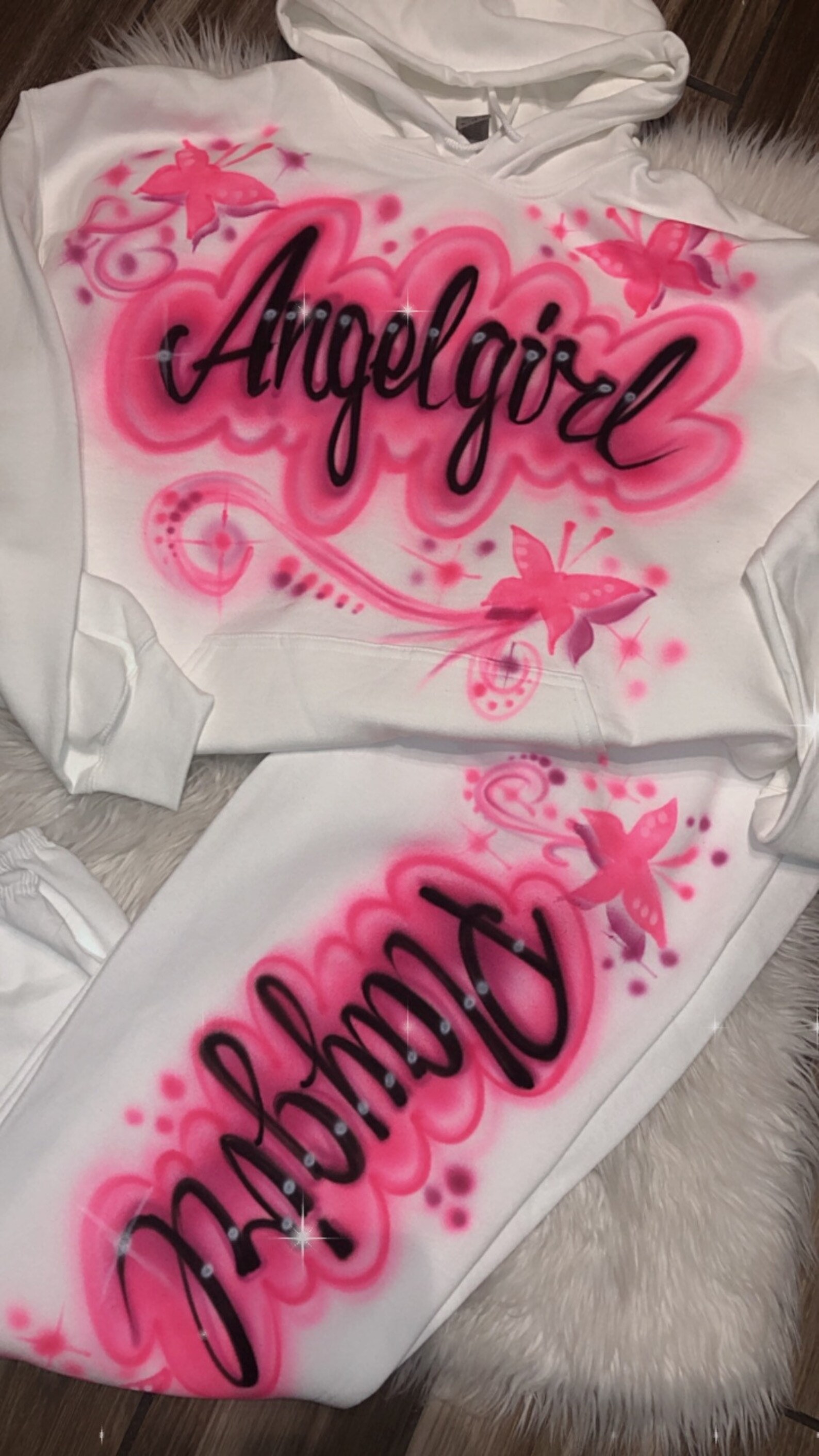 Custom Airbrush Name 2 Piece Set Hoodie Sweatpants Personalized ...