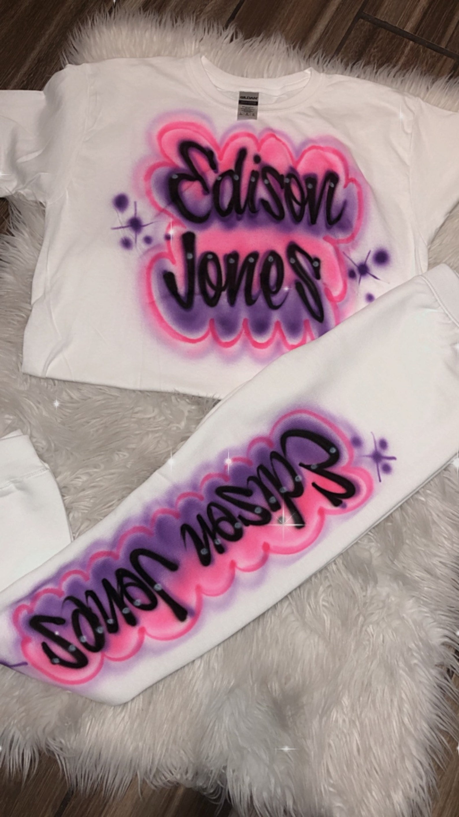 Custom Airbrush Name 2 Piece Set Hoodie Sweatpants Personalized ...