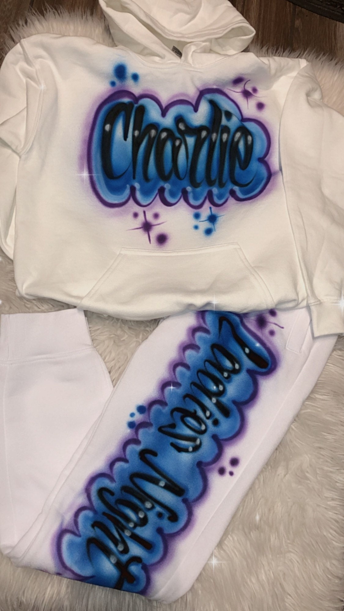 Custom Airbrush Name 2 Piece Set Hoodie Sweatpants Personalized ...