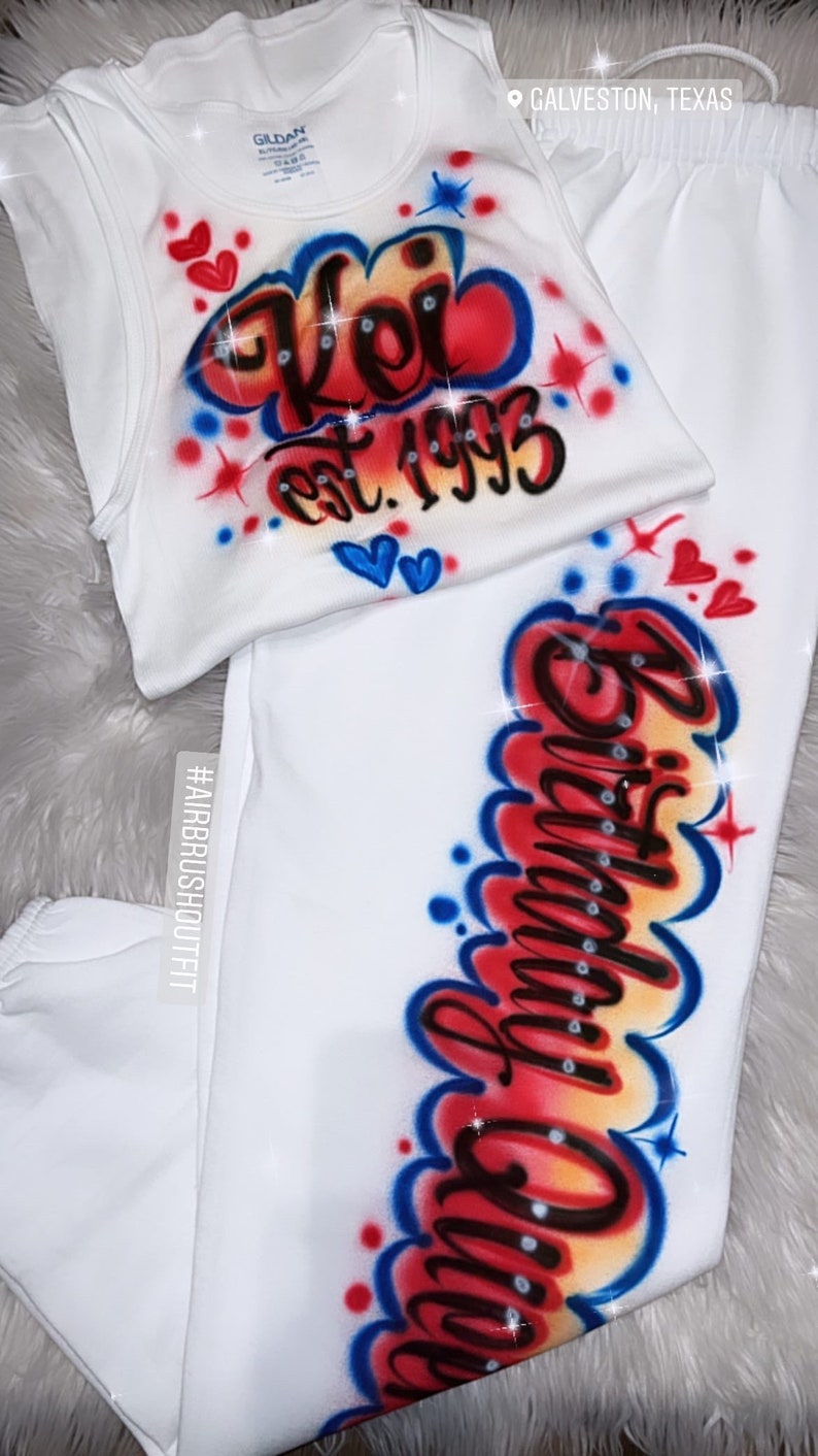 Custom Personalized Airbrush Name 2 Piece Set / Personalized - Etsy