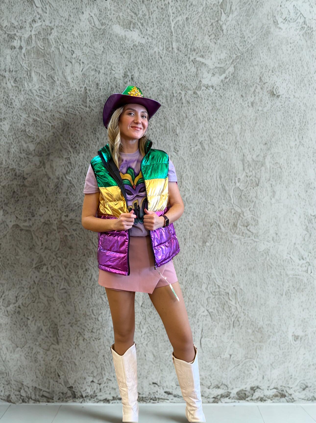 Mardi Gras Metallic Colorblock Vest – One Size | Carnival Outfit ...