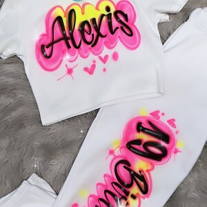 Custom Airbrush Crop Tee Sweatpants Set | Airbrush 90's Outfit ...