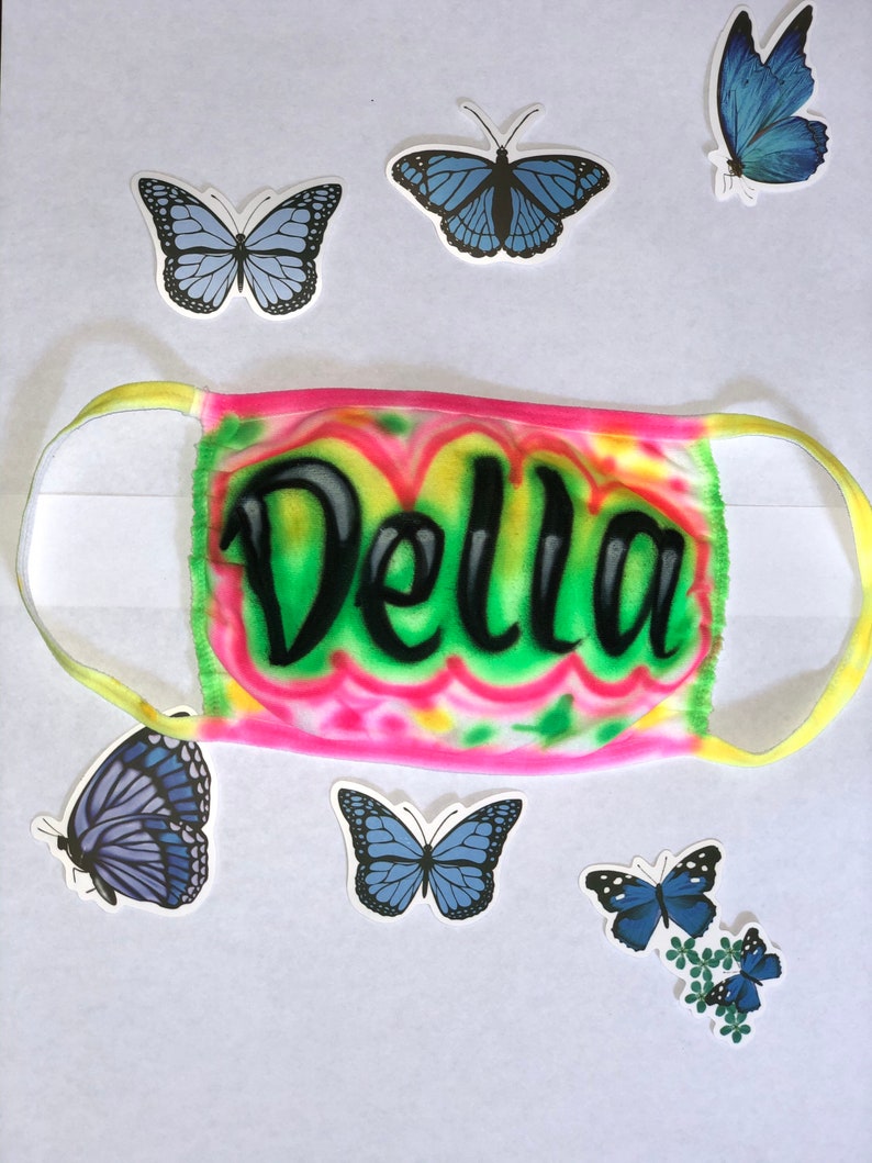 Airbrush Custom Face Mask Personalized Name Mask Tie Dye Cute - Etsy