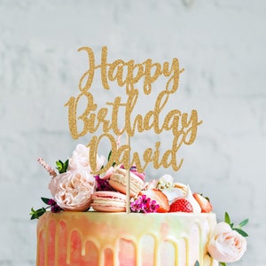 Personalized Happy Birthday Cake Topper, Glitter Birthday Cake Topper ...