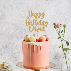 Personalized Happy Birthday Cake Topper, Glitter Birthday Cake Topper ...