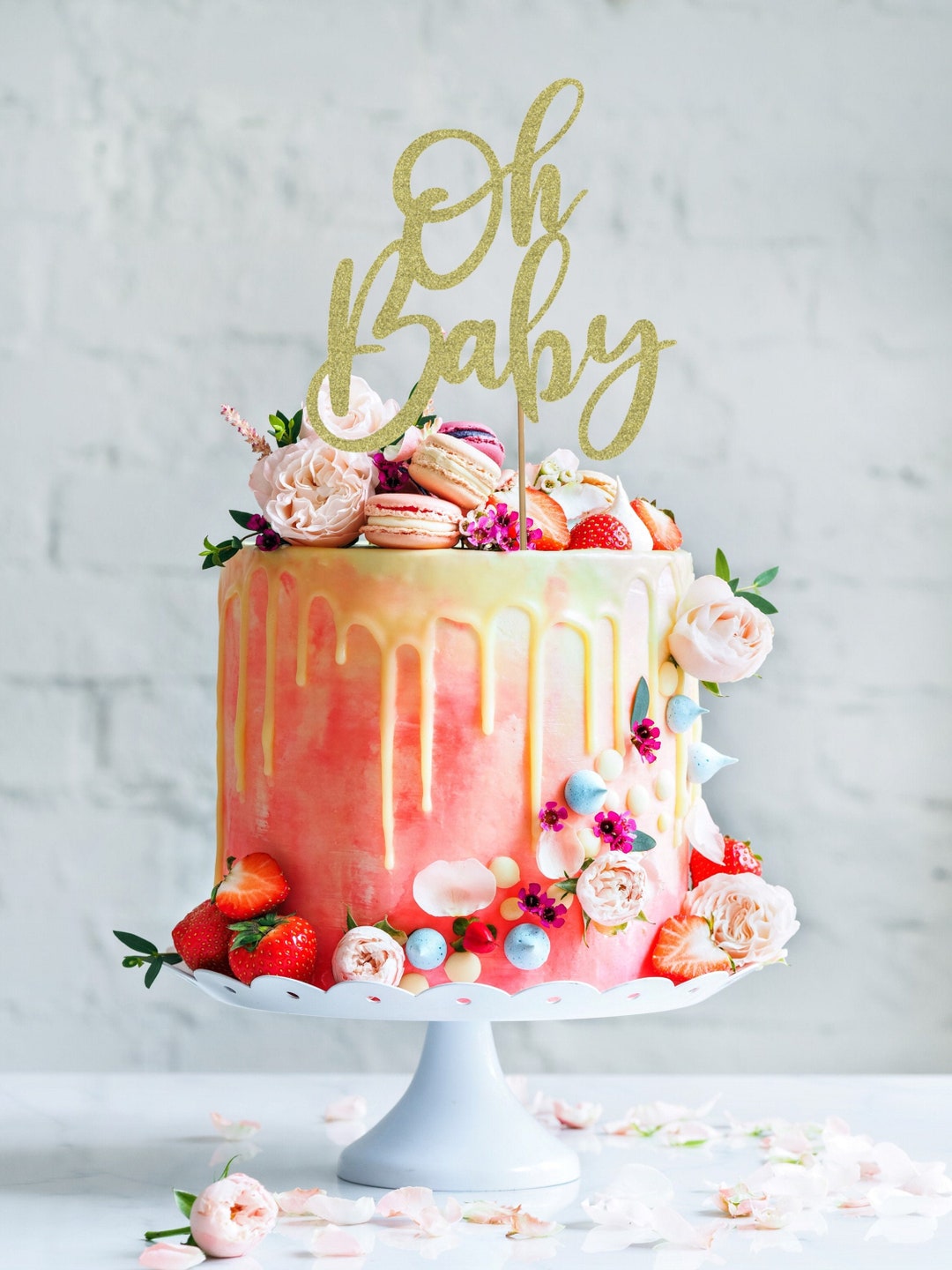 Oh Baby Baby Cake Topper, Custom Cake Topper, Gold Cake Topper, Glitter ...