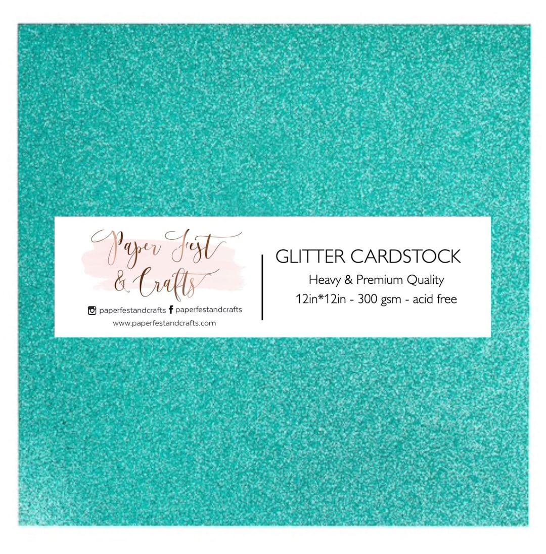 12x12 Teal Glitter Cardstock, 300gsm Cardstock, Premium Glitter ...