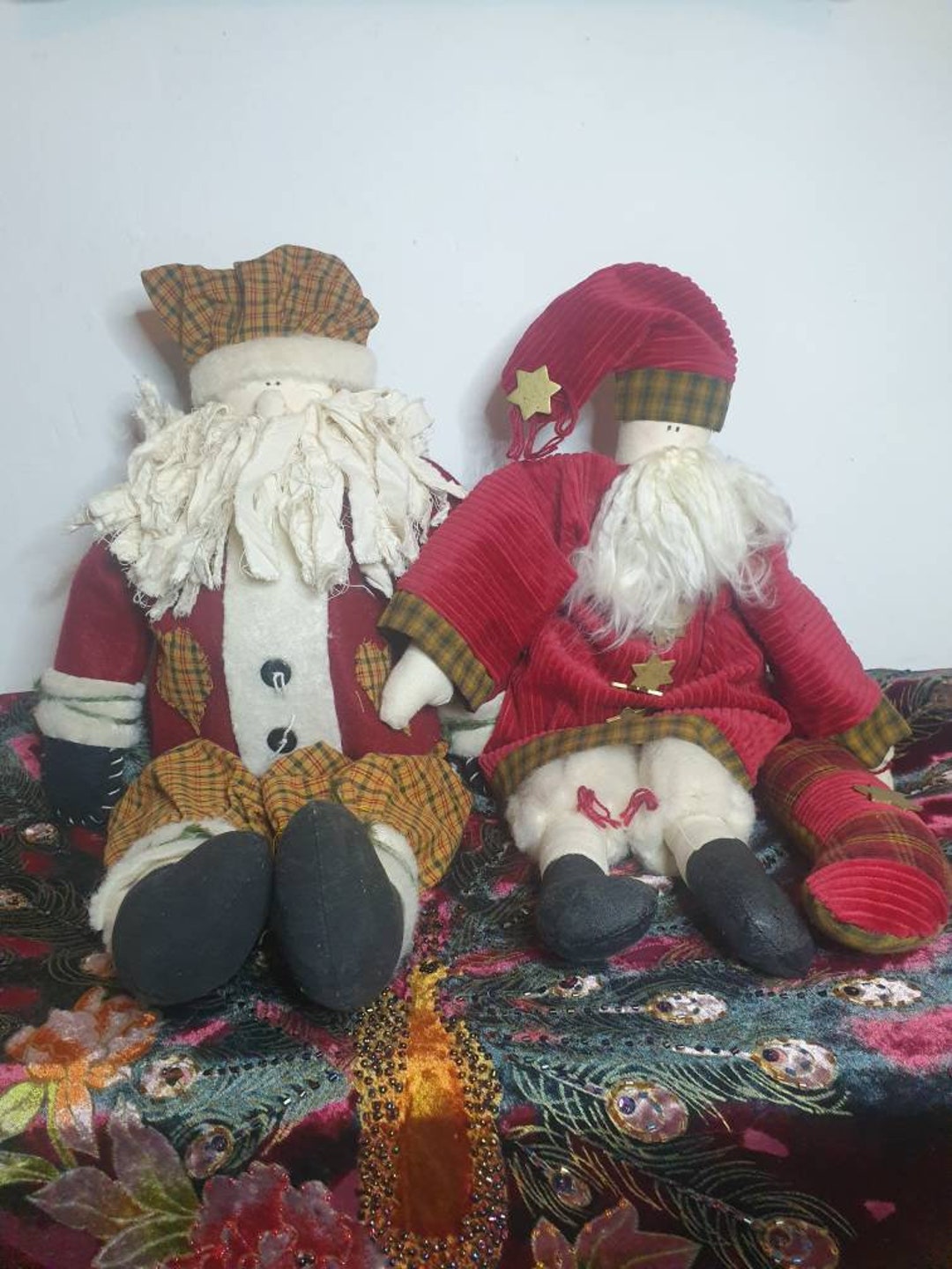 Rustic, Handmade, Primitive Santa Dolls, Christmas Decor, Soft Body ...