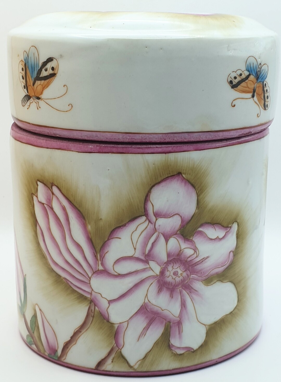 Moorcroft Style Porcelain Cannister, Tea Caddy, Tobacco Caddy, Ginger ...