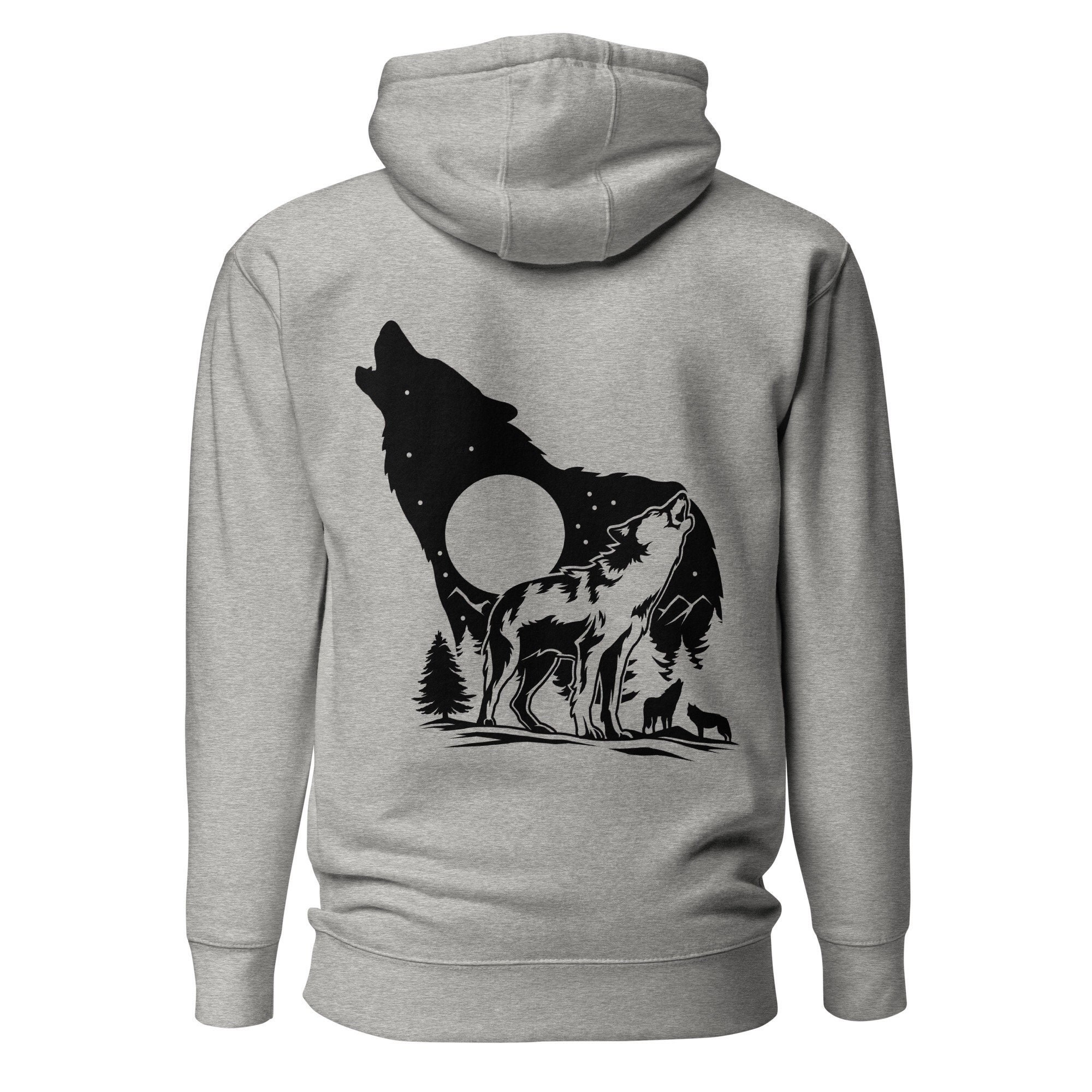 Grey Wolf Hoodie, Gray Wolf Hoodie - Etsy