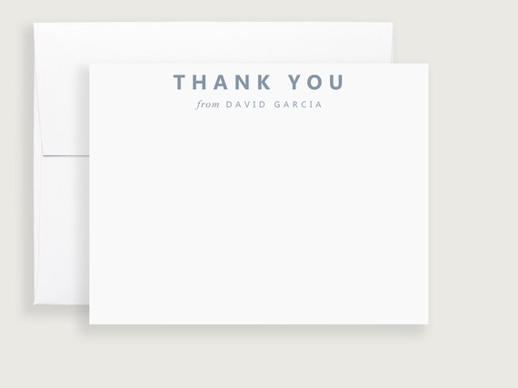 Personalized Thank You Cards for Men Dusty Blue Stationary | Etsy