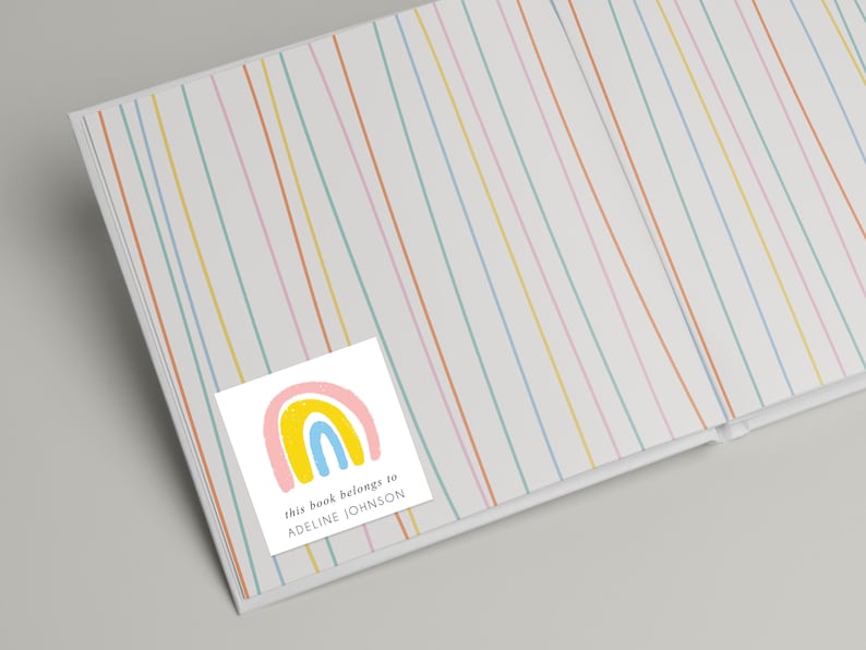 Rainbow Bookplates for Kids | Book Stickers for Kids | Book Labels for ...