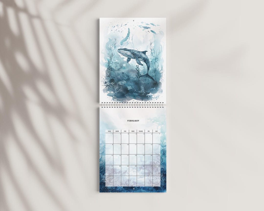 2026 Monthly Write on Planner Calendar, Whales Dolphins Turtles Ocean ...