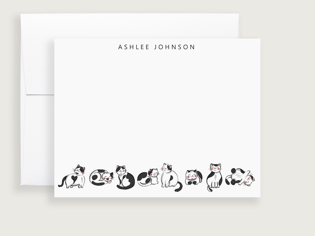Cat Notecards for Kids Personalized Note Cards With - Etsy