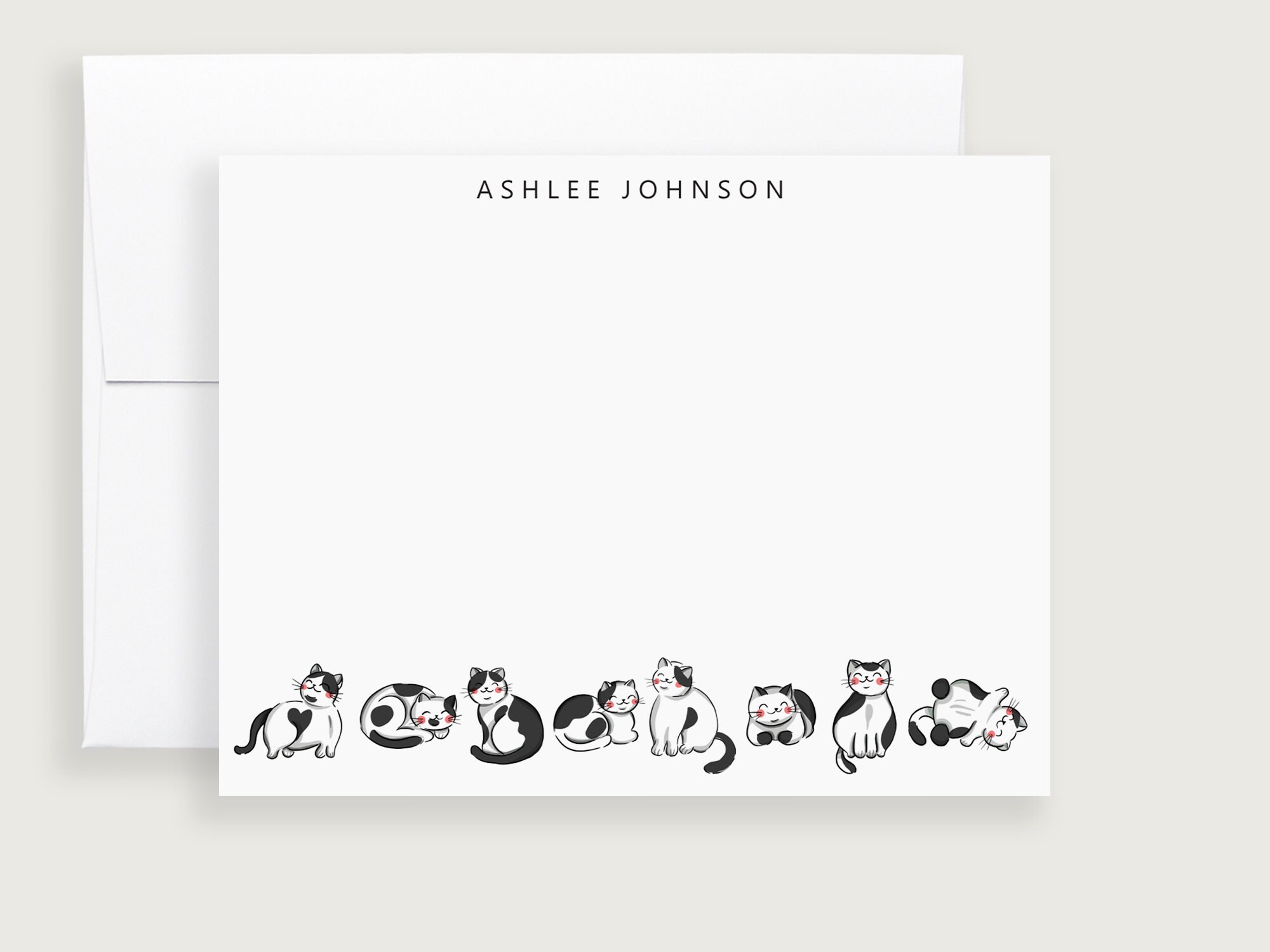 Cat Notecards for Kids Personalized Note Cards With - Etsy