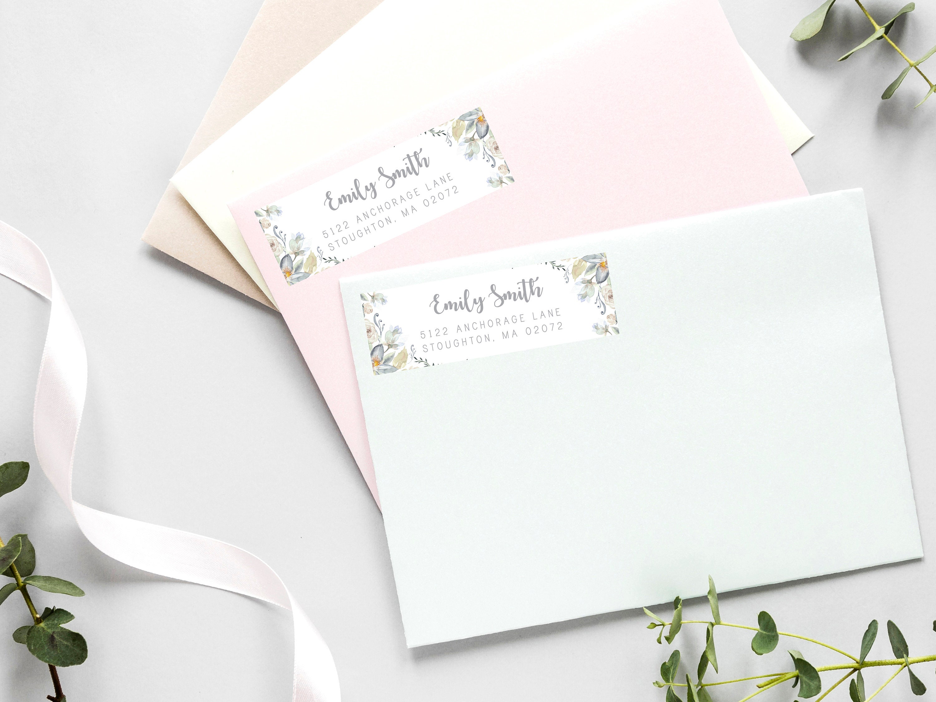 Grey Address Label Greenery Personalized Address Labels With - Etsy