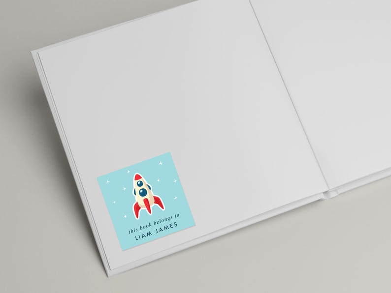Spaceship Bookplate Stickers – Personalized Kids Library Labels With ...