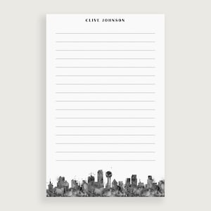 Dallas Skyline Notepad, Watercolor Texas Gifts for Men, Personalized ...