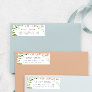 Greenery Address Labels With Flowers, Floral Return Address Label ...