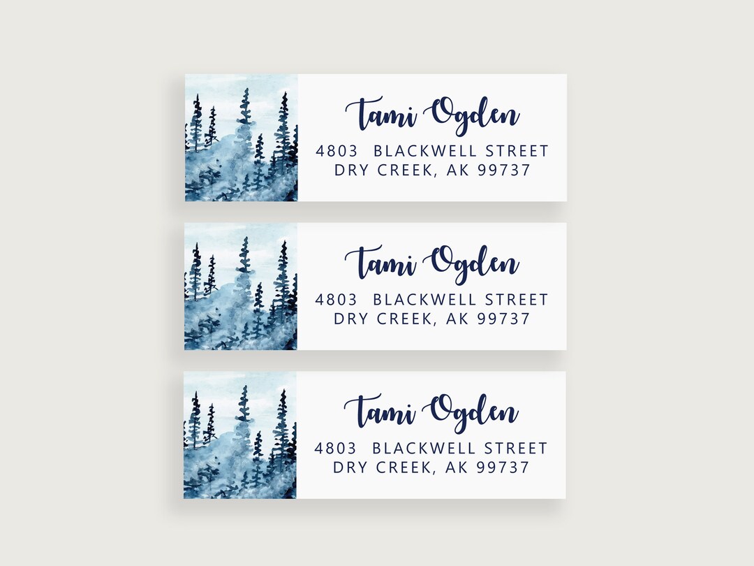 Navy Return Address Labels Pine Tree, Address Labels Trees, Custom ...