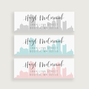Boston Massachusetts Skyline Return Address Labels, Sticker Address ...