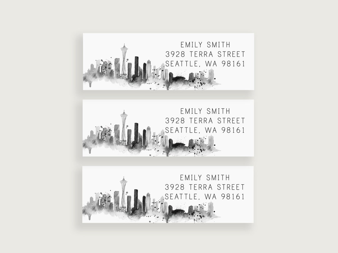 Washington Seattle Skyline Return Address Labels, Sticker Address Label ...